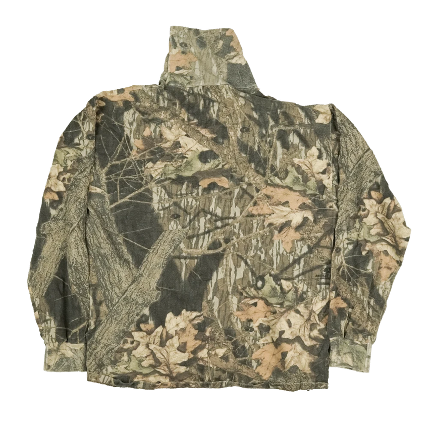 Vintage 90's Mossy Oak Mock Neck Shirt by Sasquatch - USA Made - L